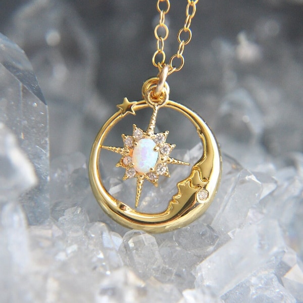 Gold Moon Necklace - Etsy