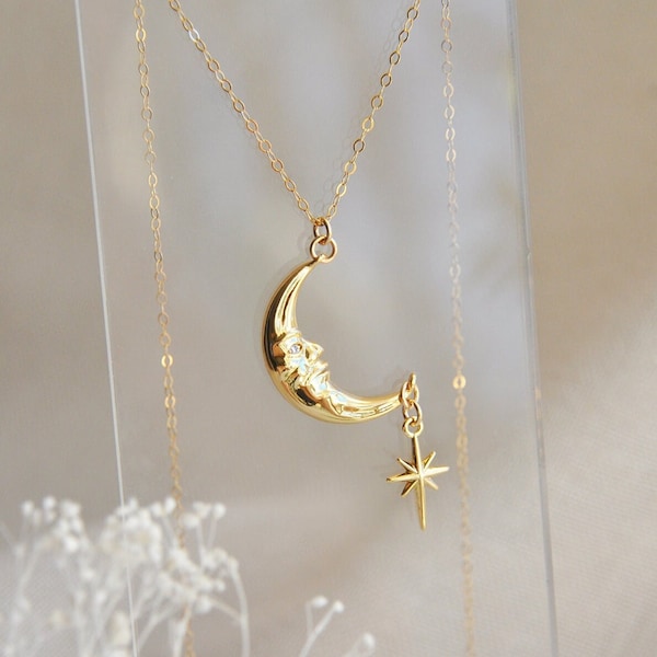 Moon and Star Necklace (Just for you!) - Etsy
