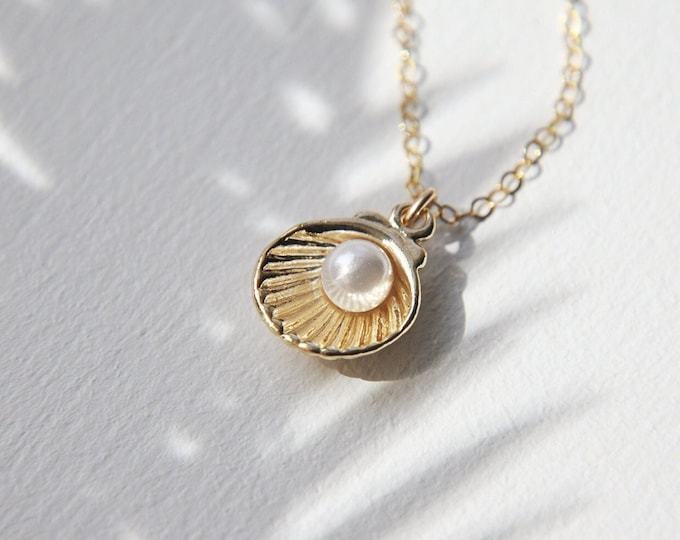 Shell Necklace, Pearl Necklace, 14k Gold Filled Necklace, June ...