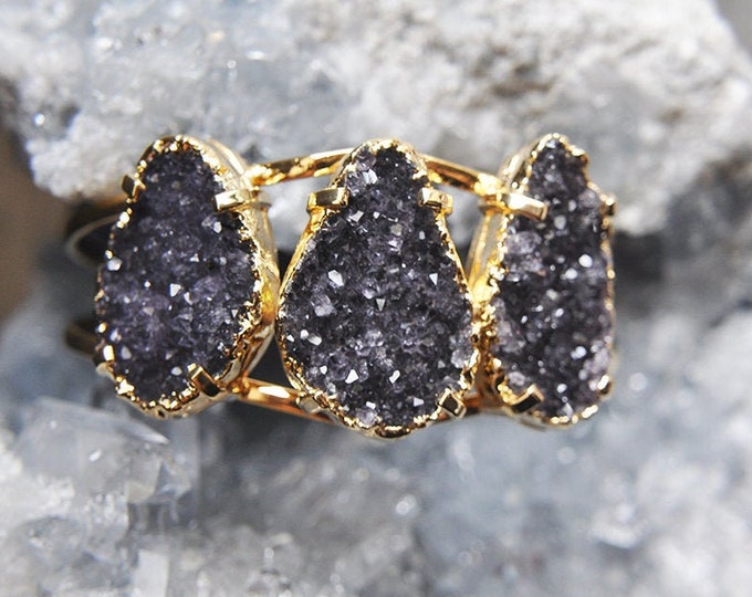 Raw Druzy Bracelet, Natural Druzy Bracelet, Raw Stone Bracelet, Gold ...