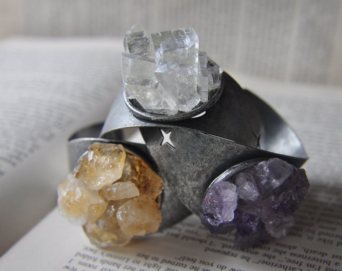 Natural Crystal Cuff - Iceland Spar - Viking Sunstone - Calcite Stone ...
