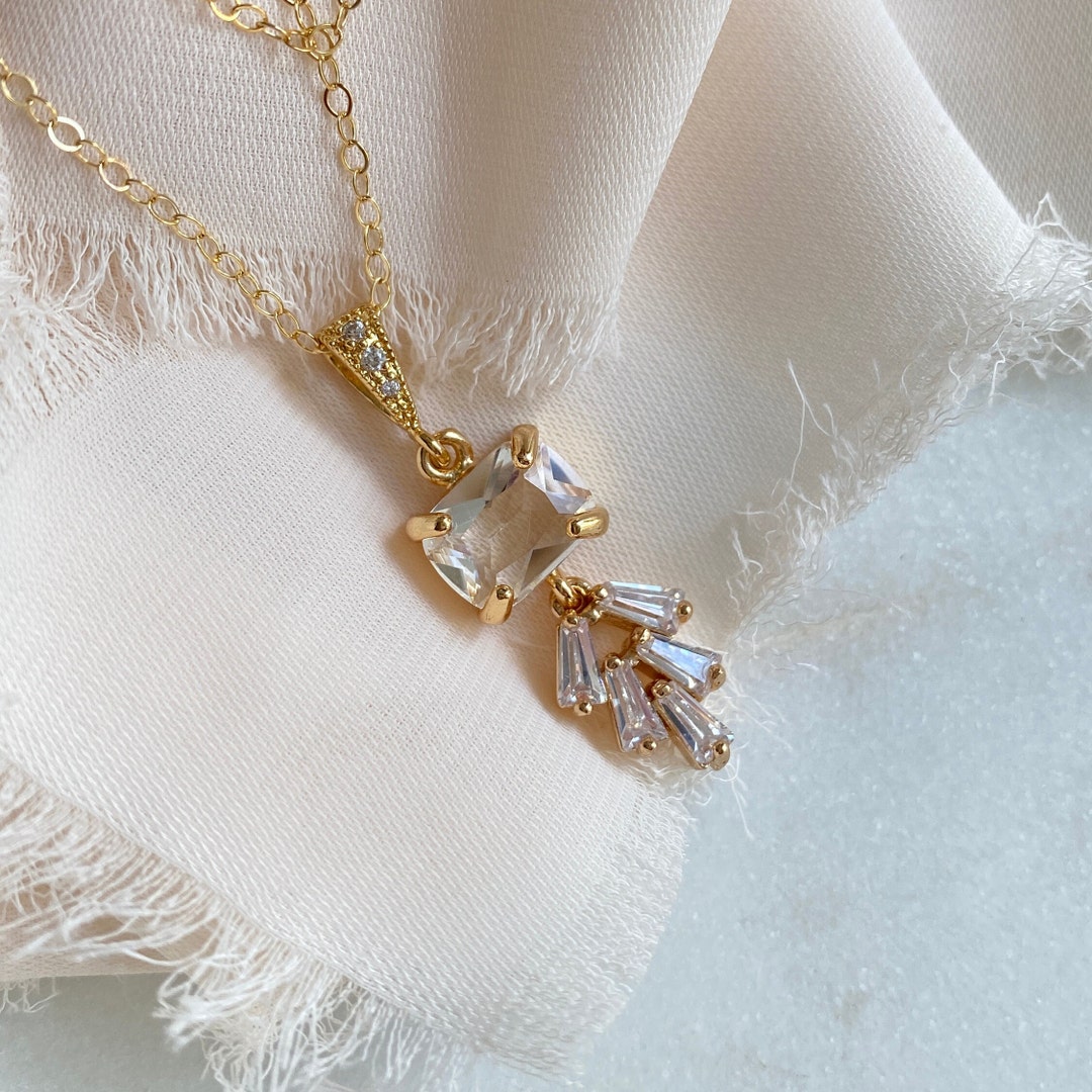 Boho Bridal Necklace, Rectangle Necklace, Geometric Necklace, Fan ...