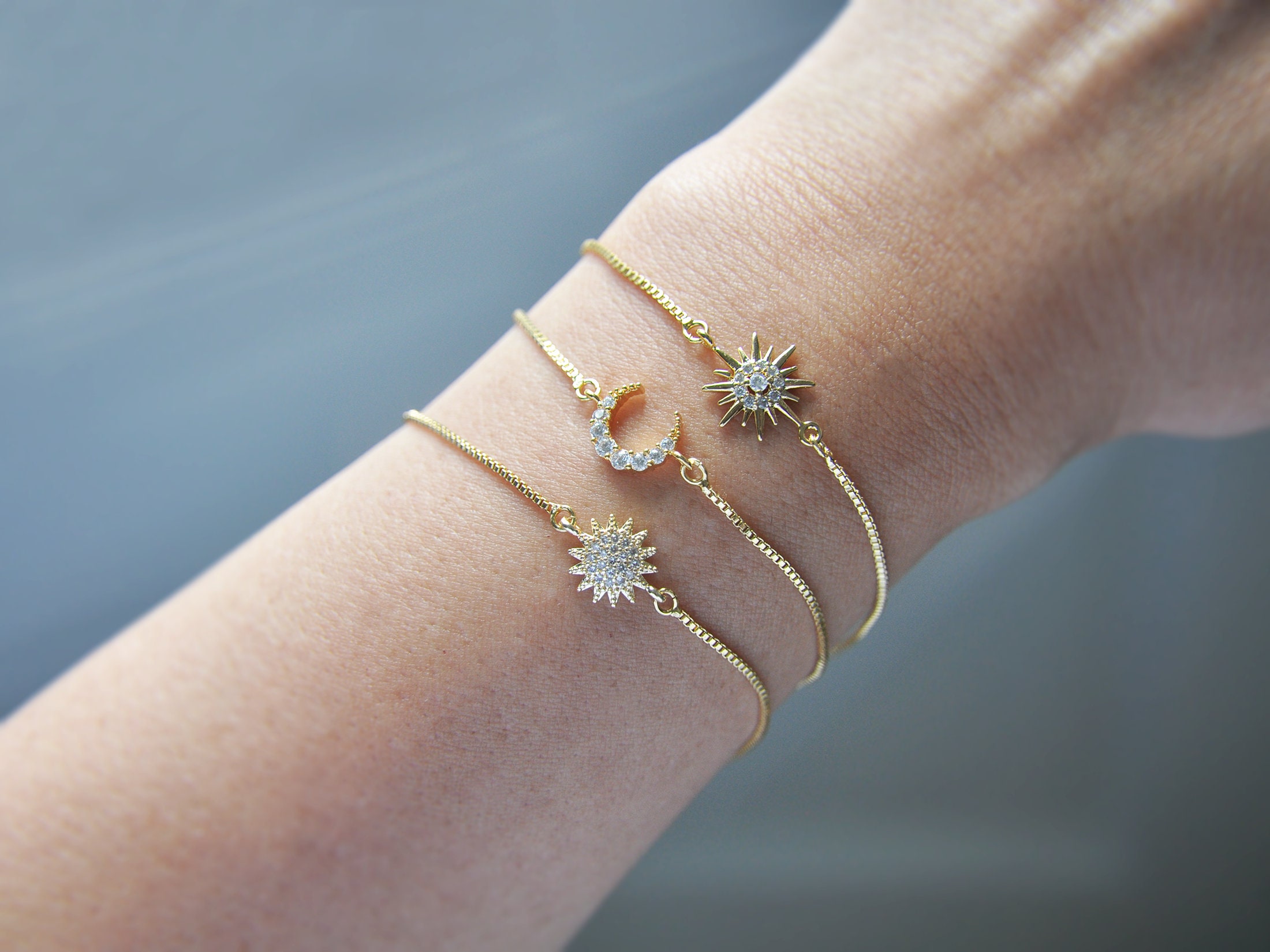 Celestial Bracelet Set Gold Sun Bracelet Gold Moon Bracelet | Etsy