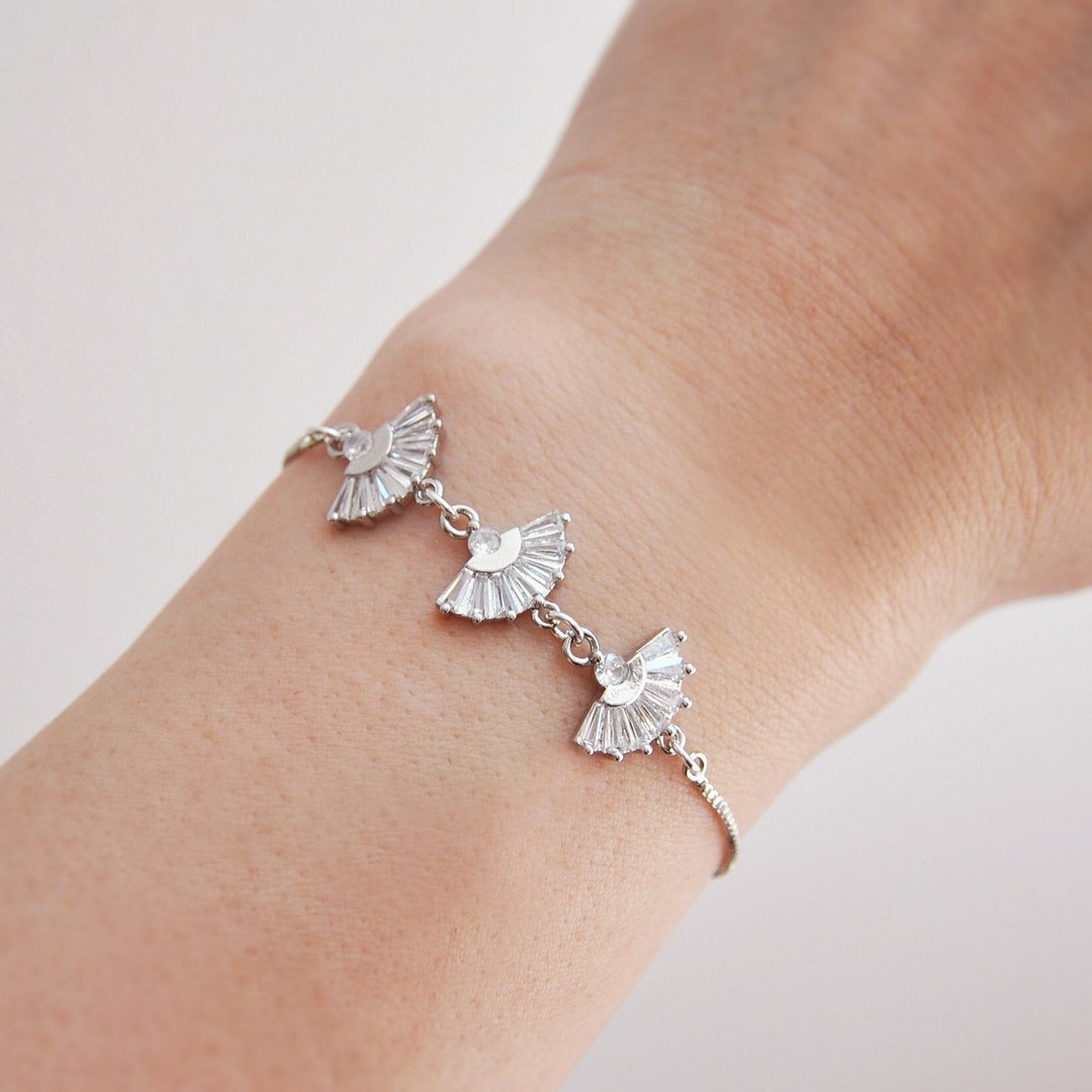 Art Deco Bracelet, Fan Bracelet, Adjustable Bracelet, Box Chain ...