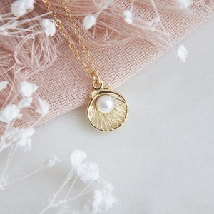 Shell Necklace Pearl Necklace 14k Gold Filled Necklace June - Etsy