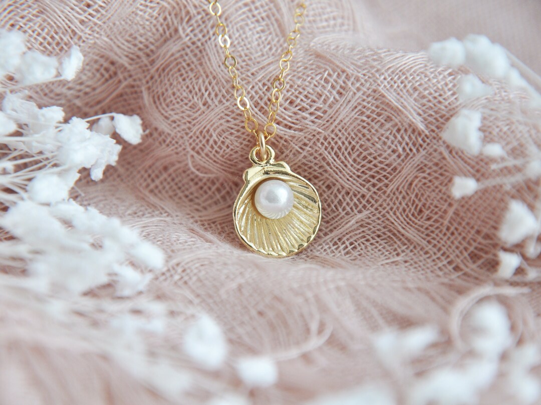 Shell Necklace Pearl Necklace 14k Gold Filled Necklace June - Etsy