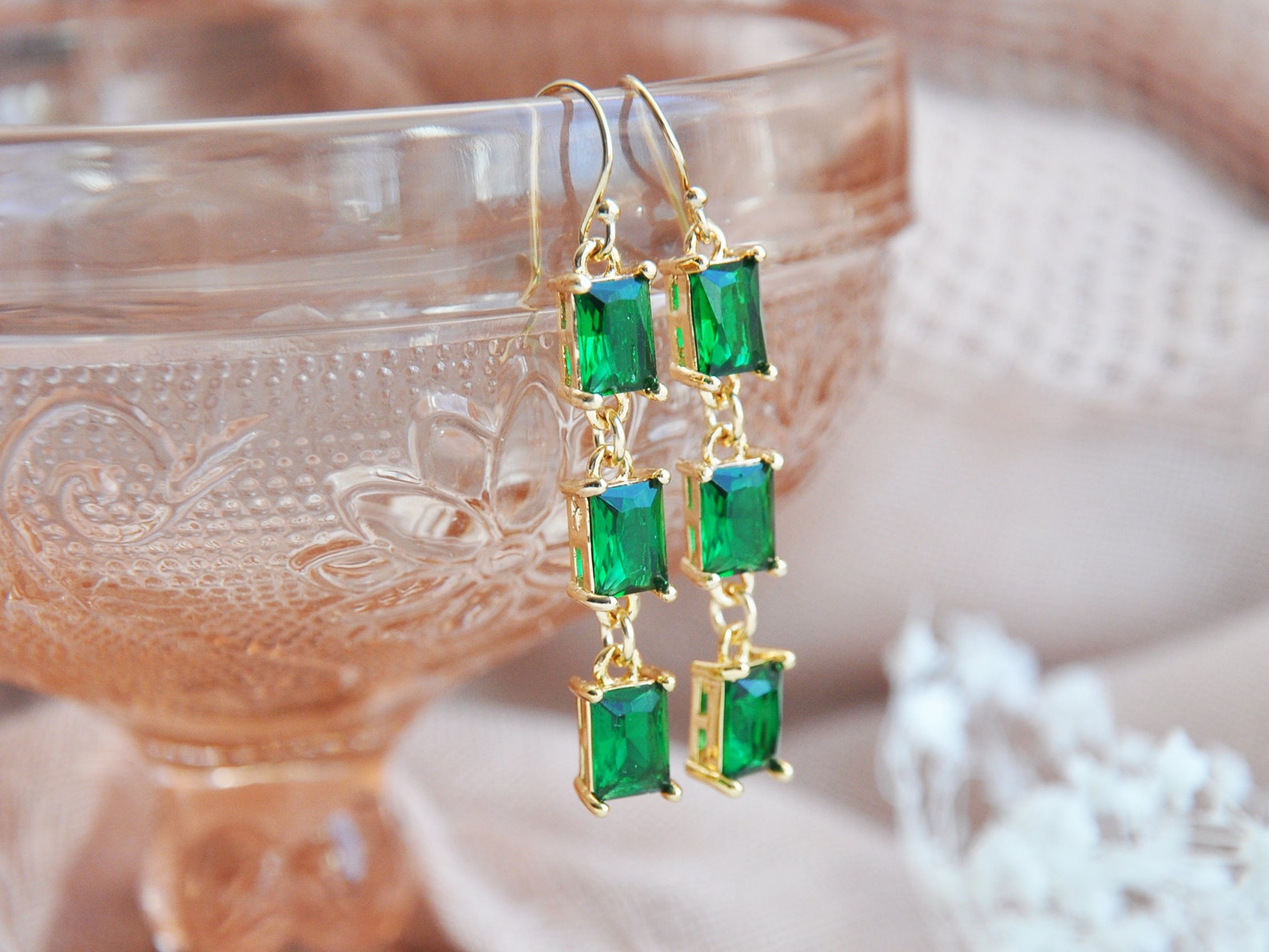 Emerald Green Earrings 14k Gold Filled Earrings Bridesmaids | Etsy