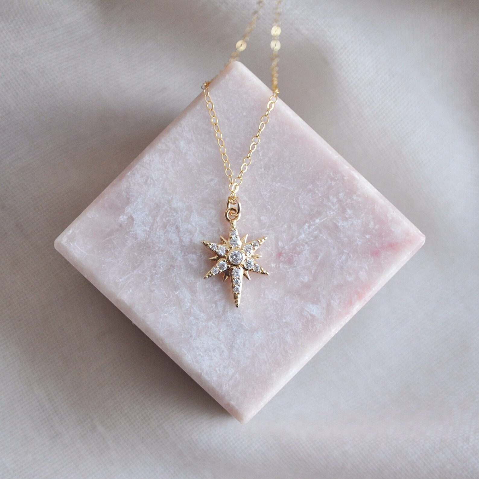 North Star Necklace, Gold Filled Necklace, Celestial Jewelry, Gold Star ...