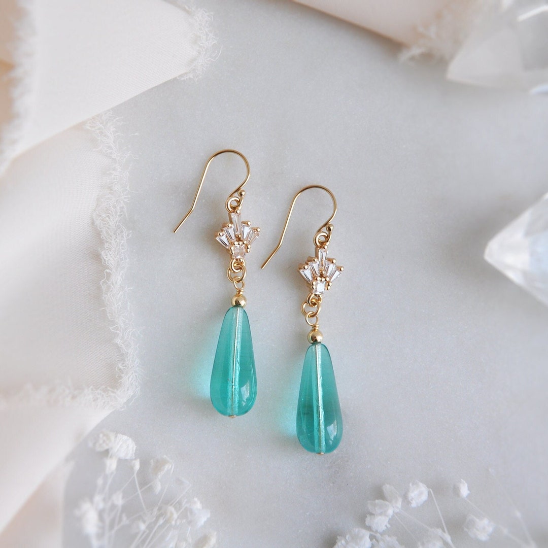 Something Blue Wedding Earrings, Boho Bridal Earrings, Ocean Blue ...