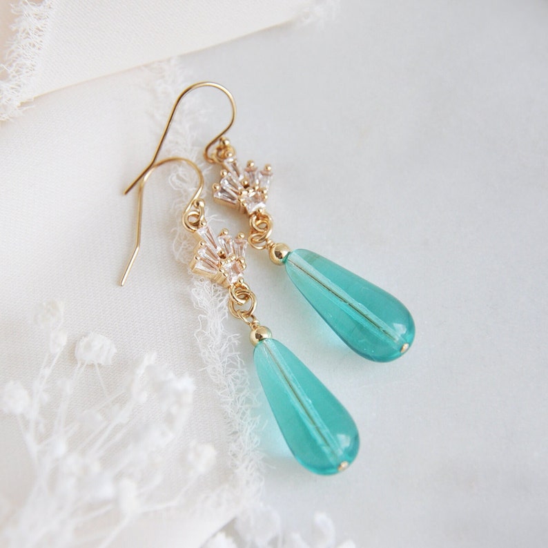 Something Blue Wedding Earrings, Boho Bridal Earrings, Ocean Blue ...