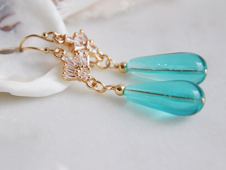 Something Blue Wedding Earrings, Boho Bridal Earrings, Ocean Blue ...