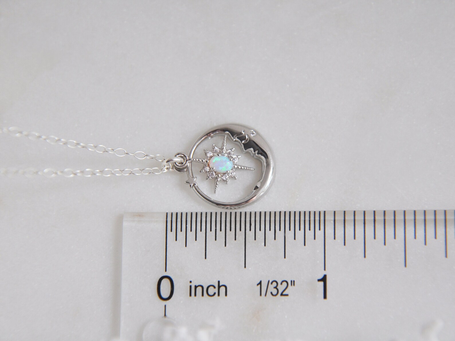 Opal Moon Necklace Silver Moon Necklace Opal Star Necklace - Etsy