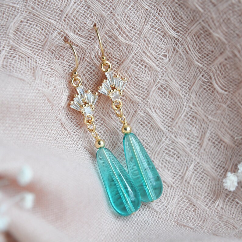 Something Blue Wedding Earrings, Boho Bridal Earrings, Ocean Blue ...