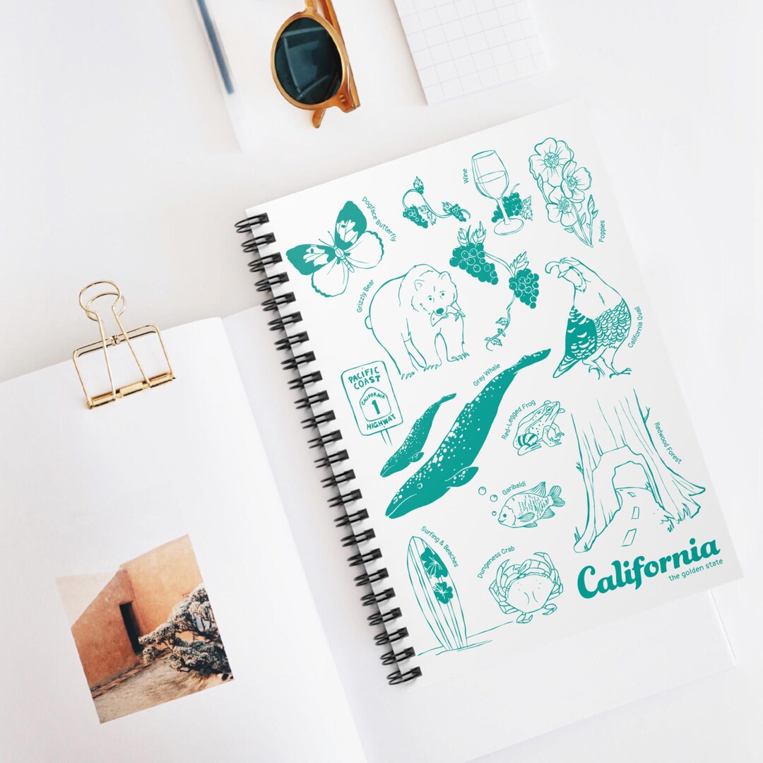 California-themed Spiral Notebook - Perfect for Beach Lovers ...