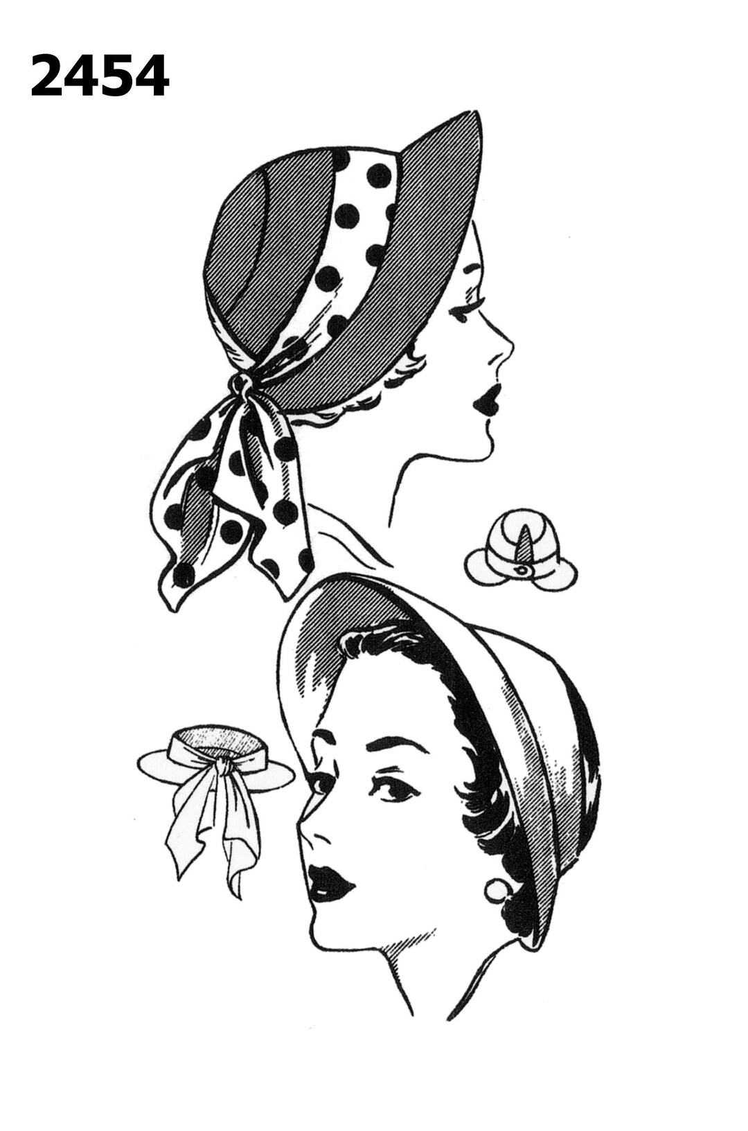 2454 Vintage 40s Mail Order Fashion Open or Closed Summer Visor Tennis ...