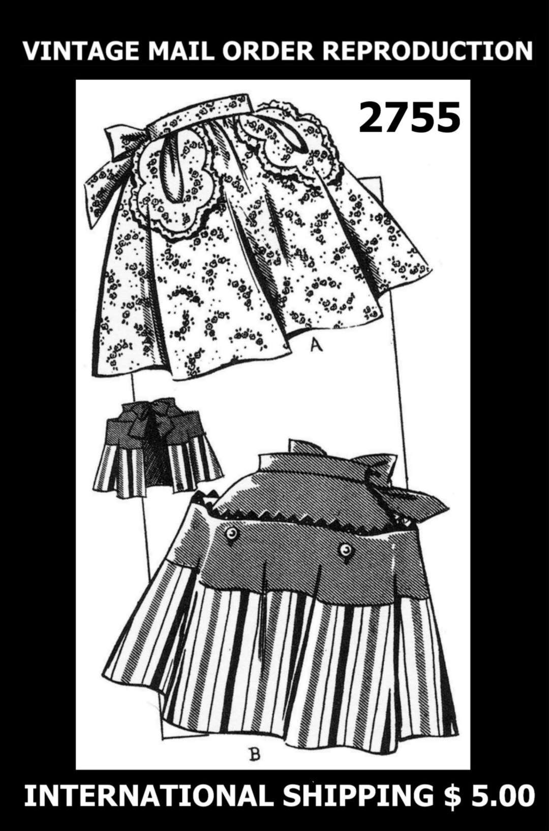 Mail Order 2755 2 Vintage Mo Women's Ladies 1940's 1/2 Waist TEA APRON ...