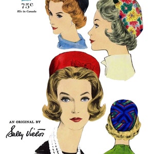 VOGUE 5352 Pattern Designer Sally Victor PILLBOX HAT 1950s Millinery ...