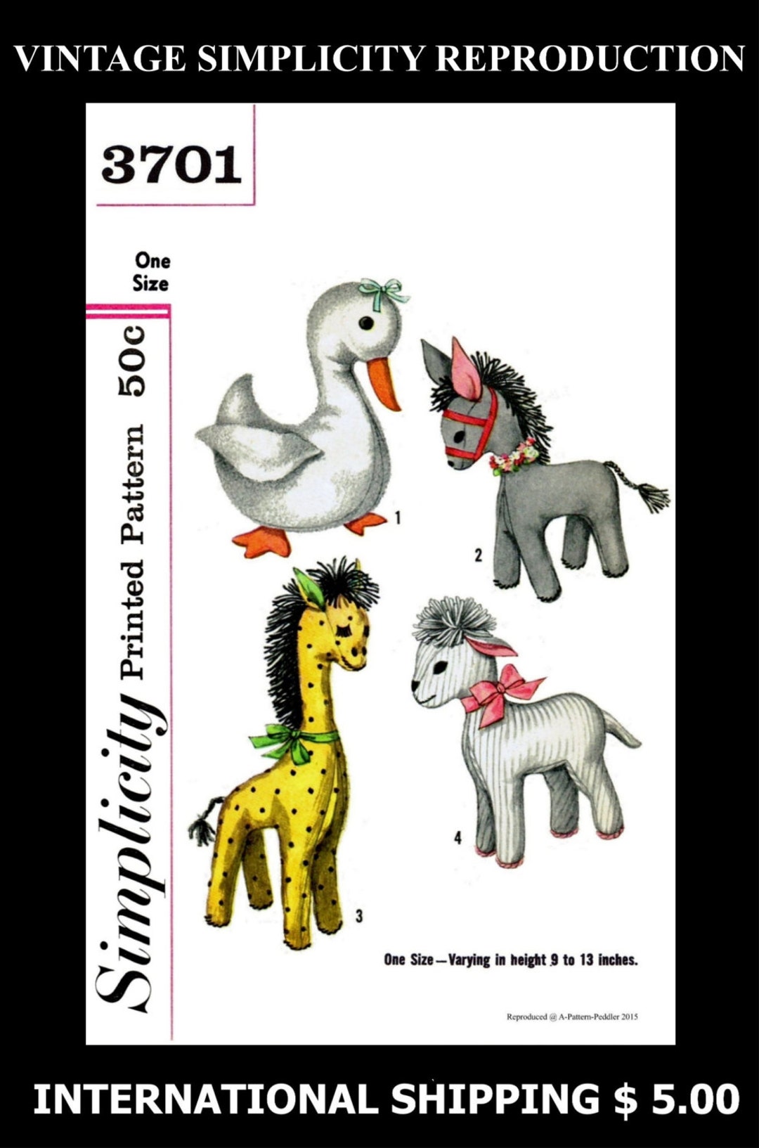 Simplicity 3701 Cute Cuddly BABY Child Craft Toy Vintage Stuffed Animal ...