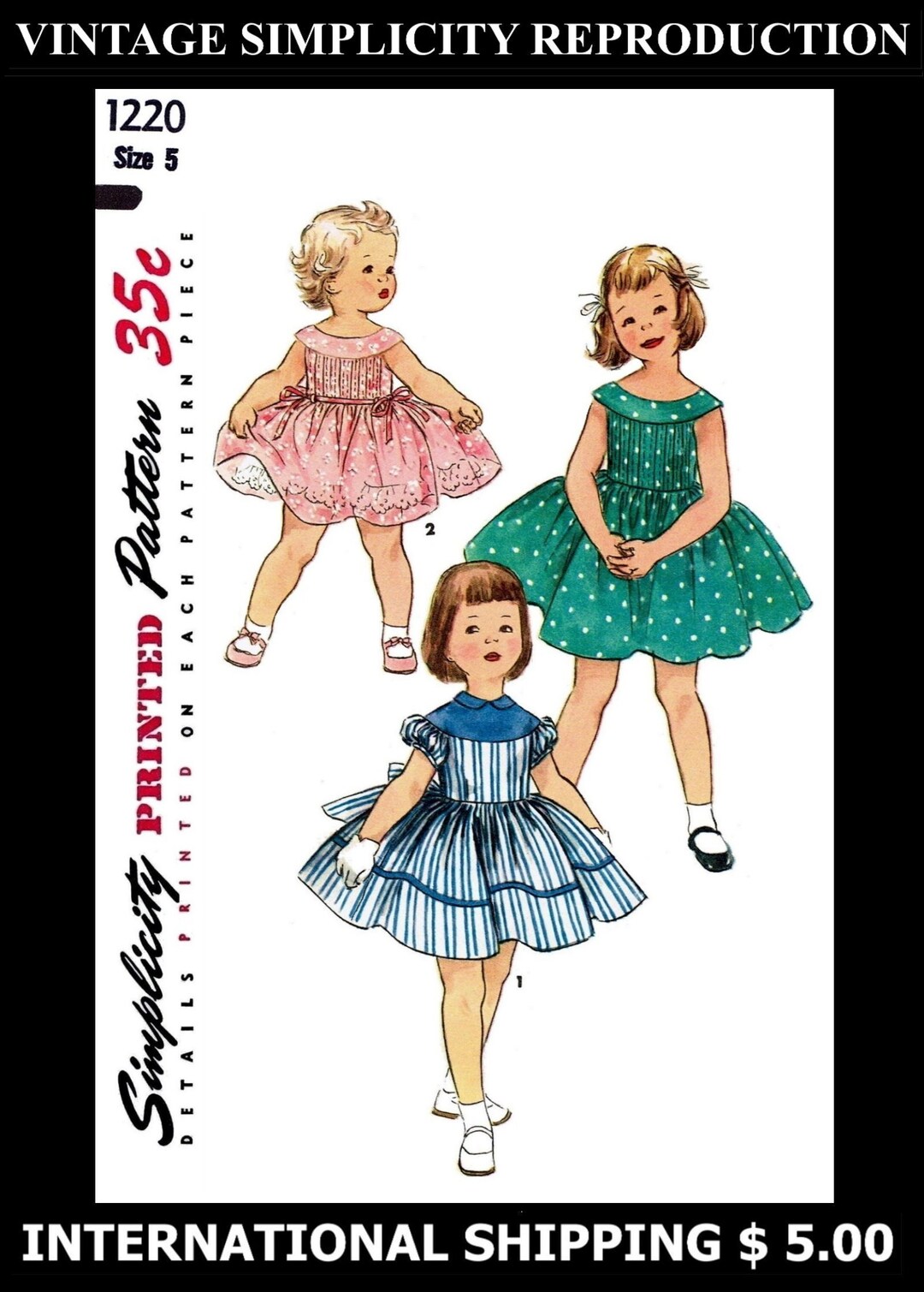 SIMPLICITY 1220 Sewing Pattern Summer Pin Tucked Bodice Dress Frock ...