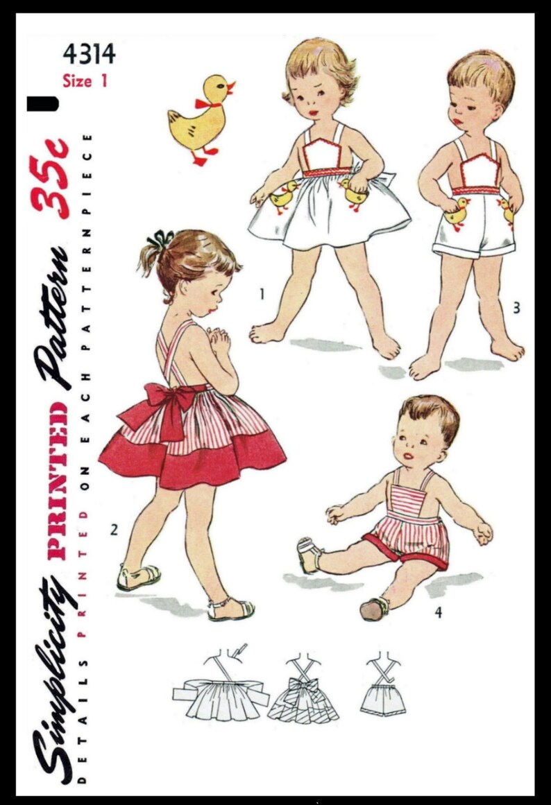 PLAYSUIT Romper Sewing Pattern W/ Transfer SIMPLICITY 4314 - Etsy