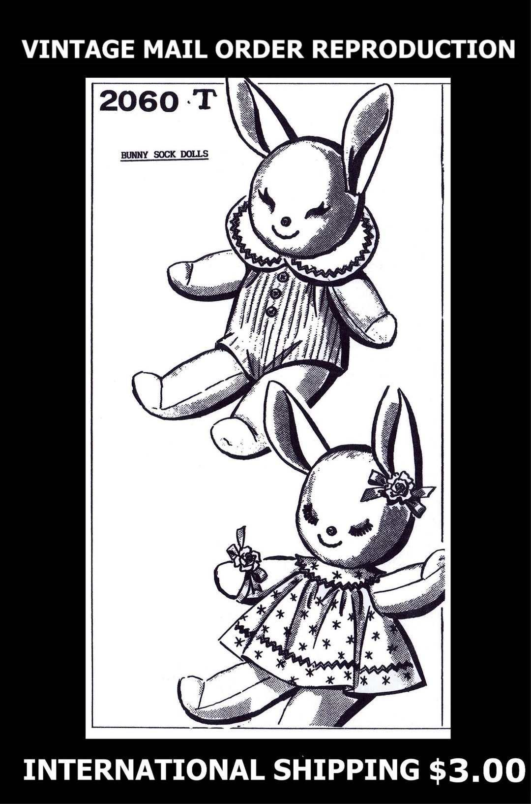 SOCK Doll Brother Sister BUNNY RABBIT Mail Order Design P-163 Pattern ...