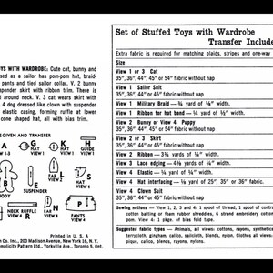 SIMPLICITY 1843 Cute Cuddly Craft Toy Vintage 1940s Stuffed Animal Dog ...