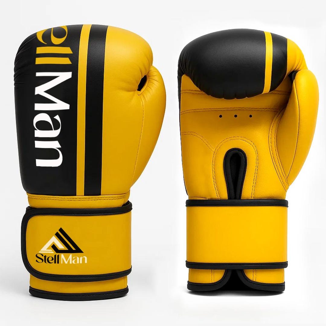 Stellman Prostrike Boxing Gloves, Yellow and Black PU Leather, Wrist ...