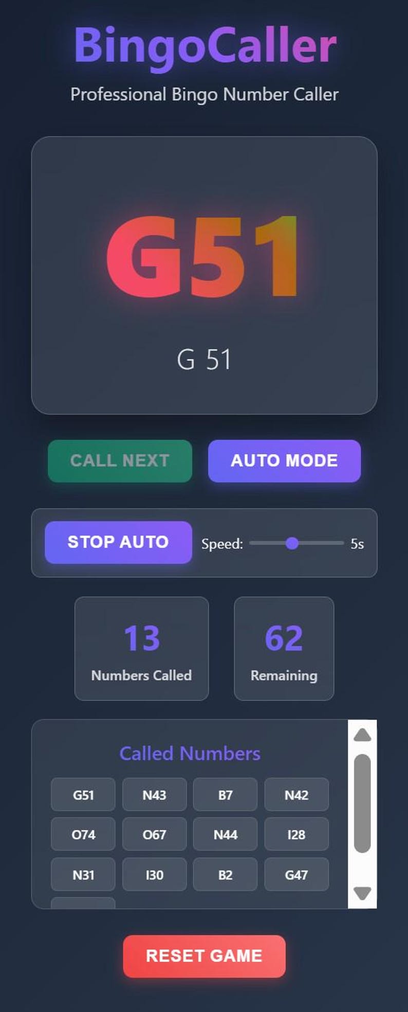 Digital Bingo Caller - Professional Web App | Perfect for Parties ...