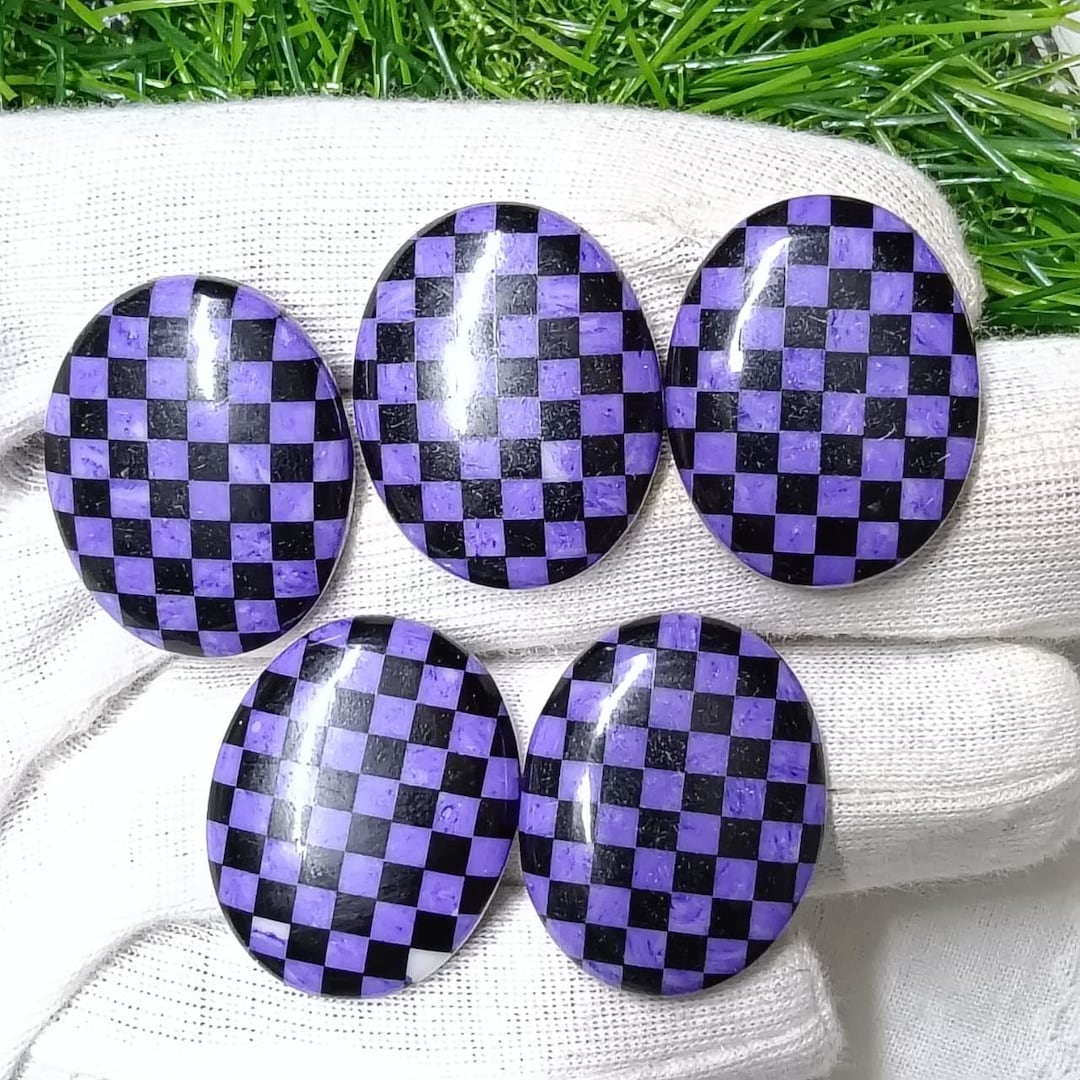 Rarest Quality Chaurite Checker Board Cabochon Synthetic Gemstone Oval ...