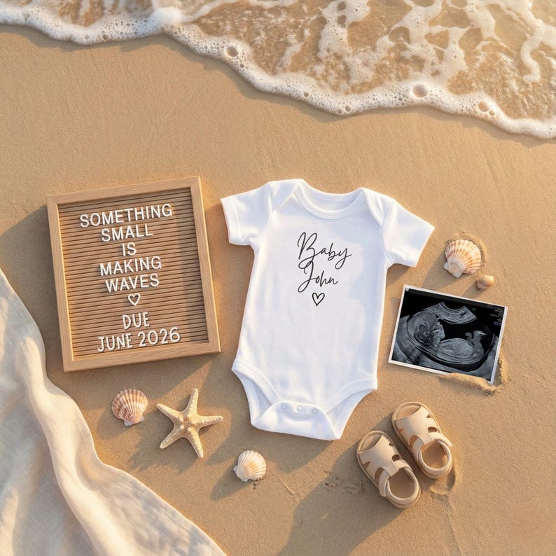 Beach Pregnancy Announcement Template: Customizable Ocean Theme ...