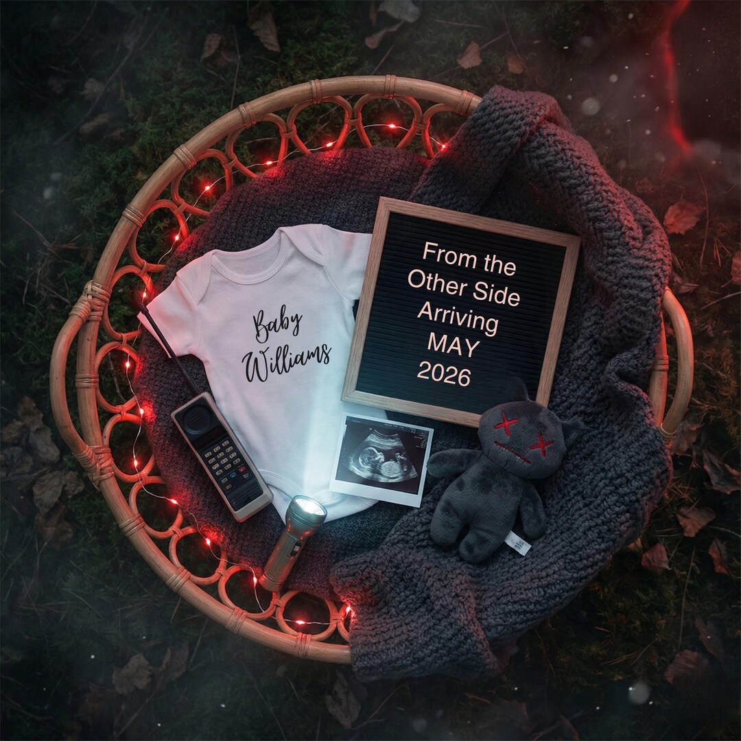Stranger Things Inspired Digital Baby Announcement Template, Editable ...