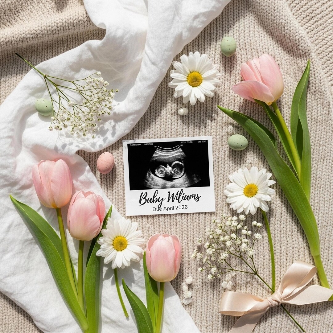 April 2026 Baby Announcement Template, Editable Pregnancy Reveal ...