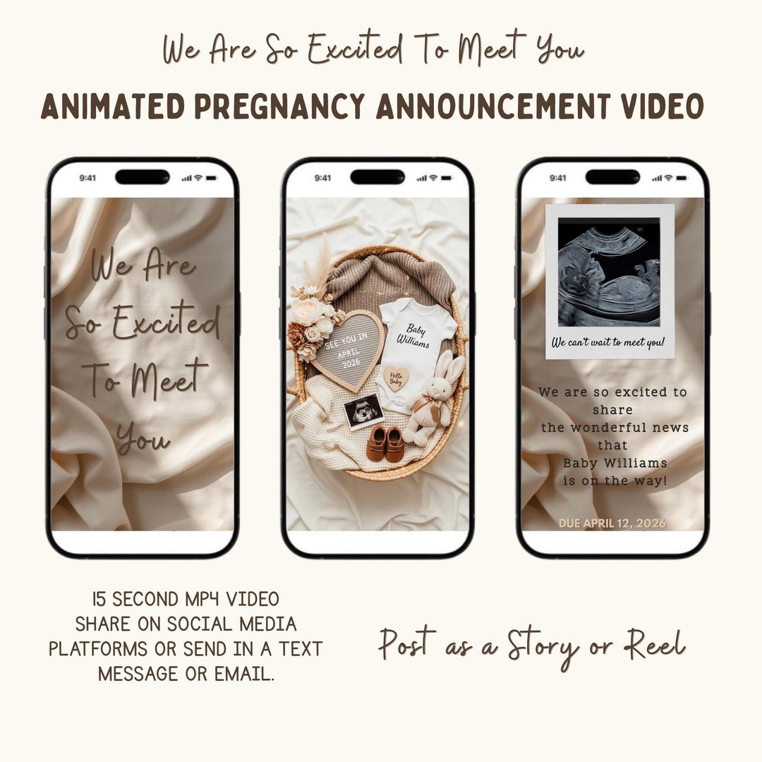Digital Pregnancy Announcement Video - Baby Reveal Video - Canva ...