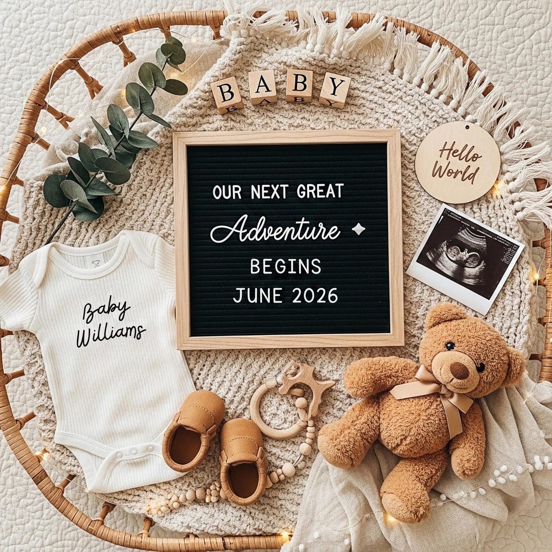 Adventure Pregnancy Announcement: Gender Neutral Baby Reveal Editable ...