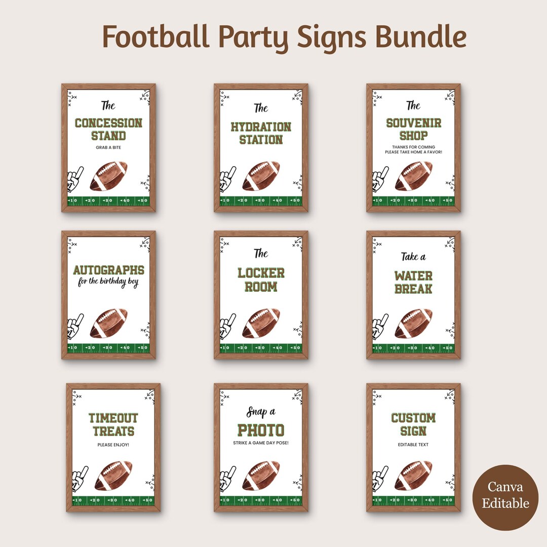 Football Party Signs Bundle, First Year Down Birthday Signs, Draft ...