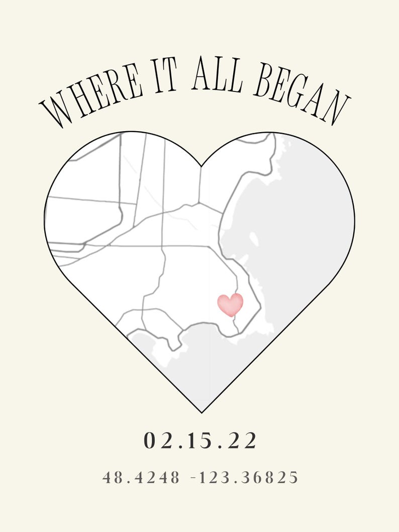 Custom Where We Met Map | Personalized Couples Wall Art | Minimalist ...