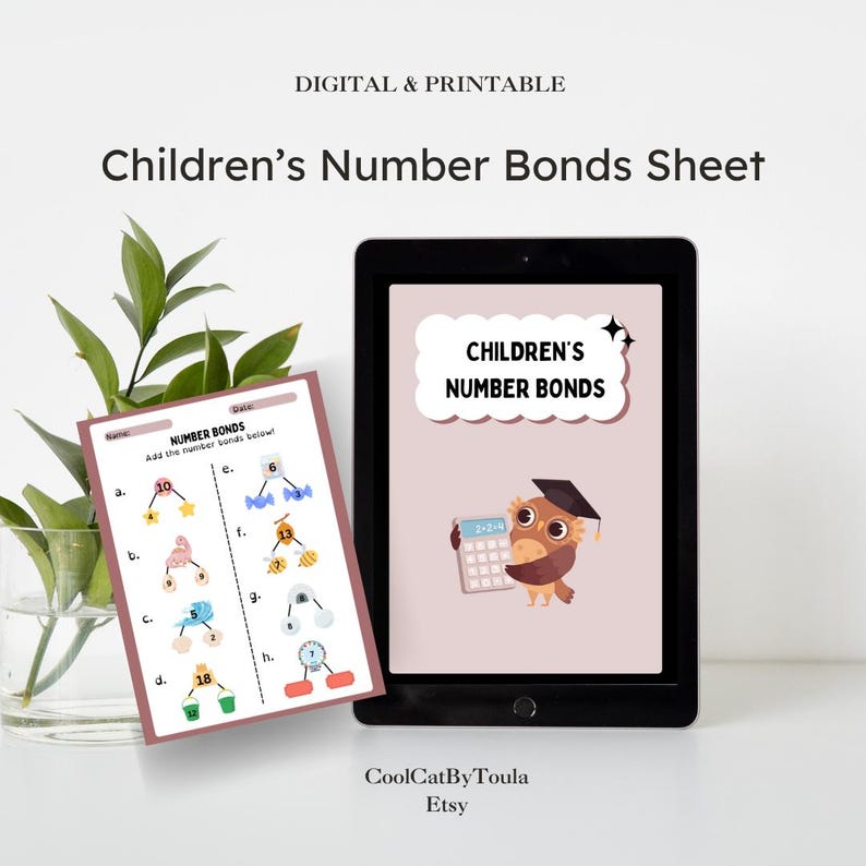 Cute Number Bonds Worksheet | Illustrated Math Activity for Kids ...