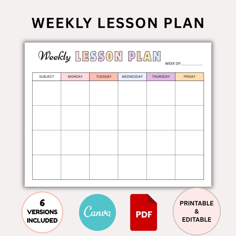 Editable Lessons Plans - Etsy