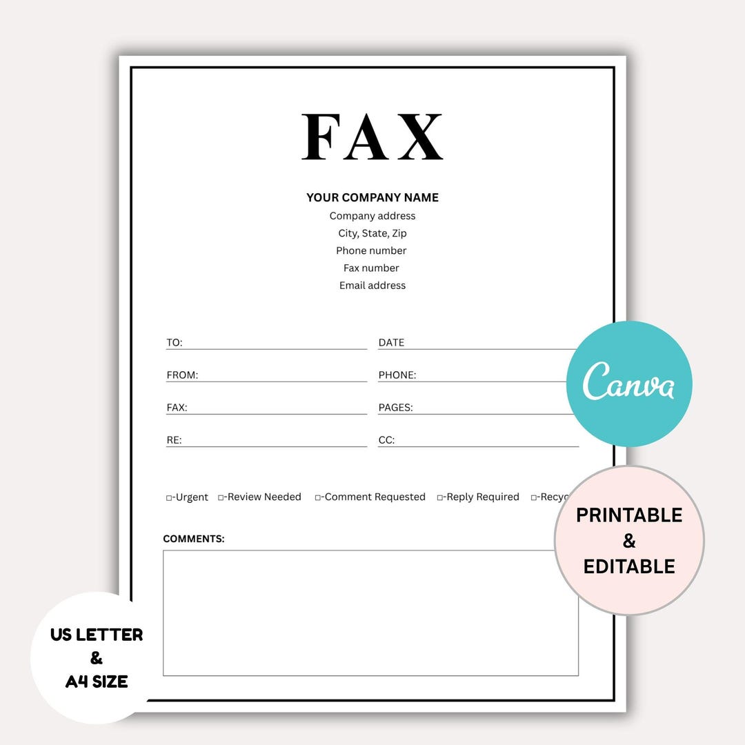 Fax Cover Sheet Editable, Fax Sheet, Fax Cover Template, Personal Fax Cover, Administrative ...