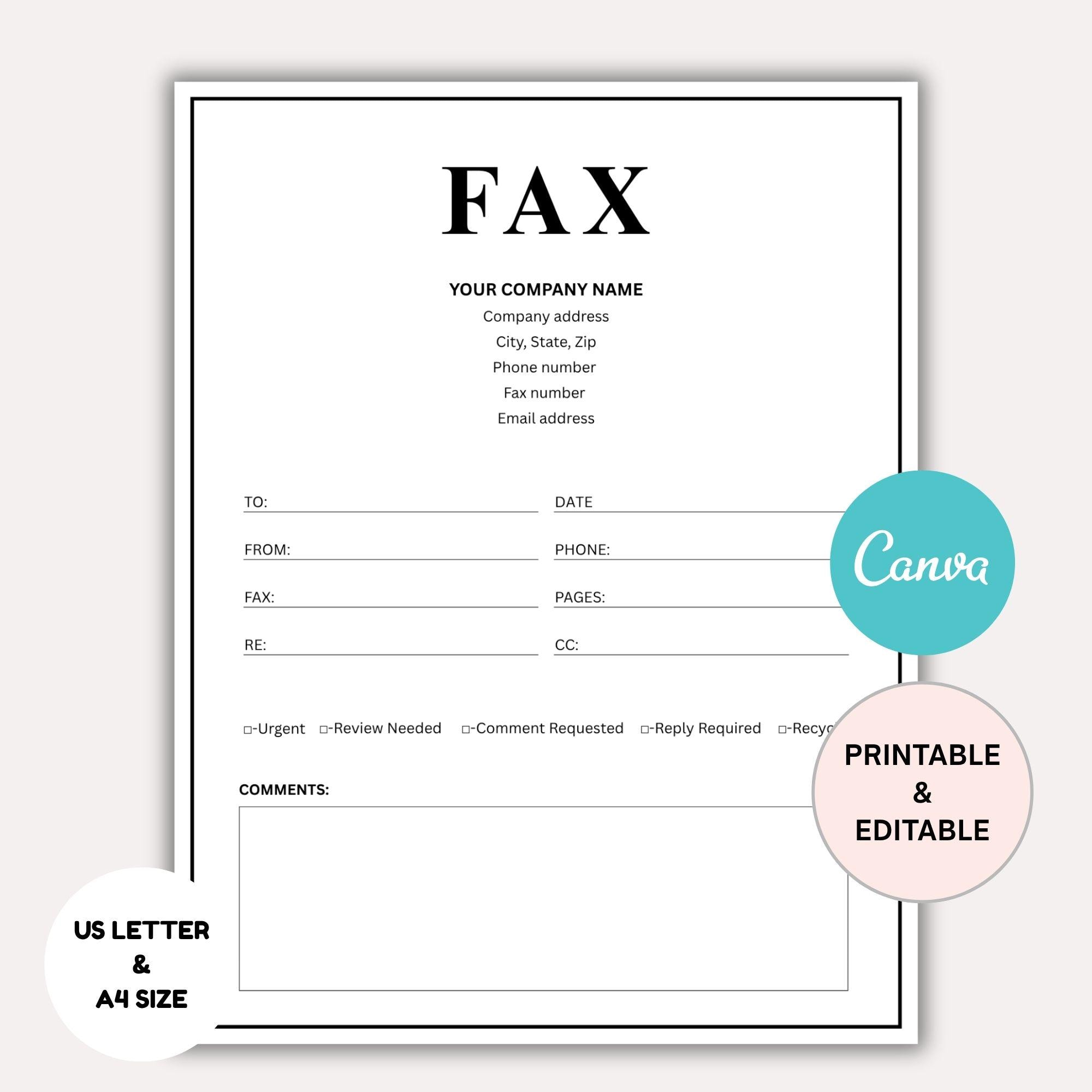Fax Cover Sheet Editable, Fax Sheet, Fax Cover Template, Personal Fax ...