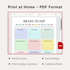 Editable ADHD Brain Dump Printable, ADHD Daily Planner, to Do List ...