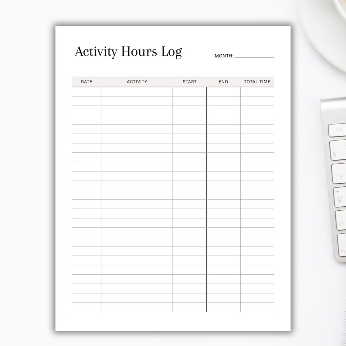 Work Hours Log Printable: Time Tracker, PDF & Canva Template - Etsy