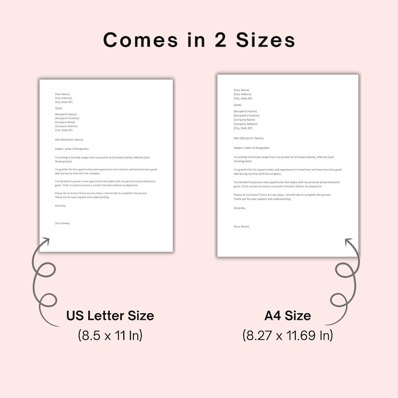 Professional Resignation Letter Template Editable | Notice Letter Form ...