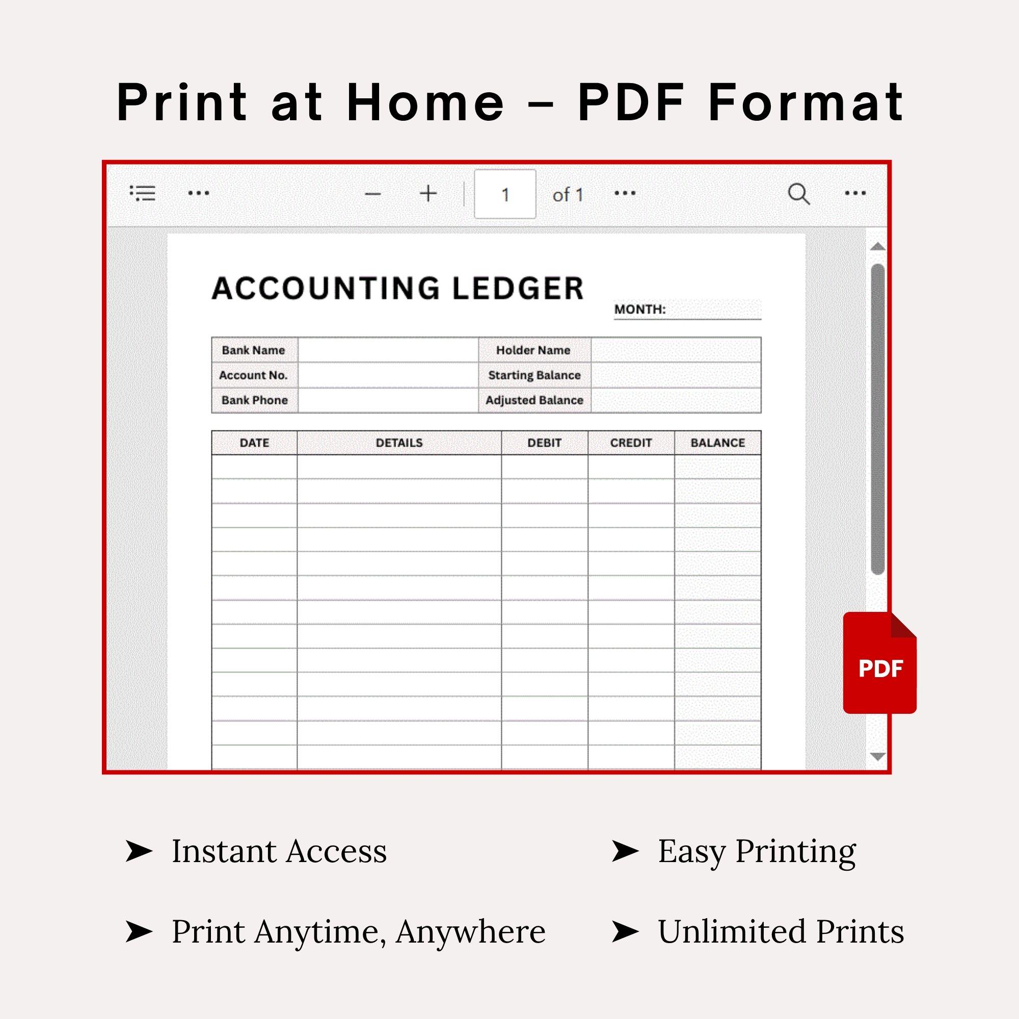 Editable Small Business Accounting Ledger | Printable General ...