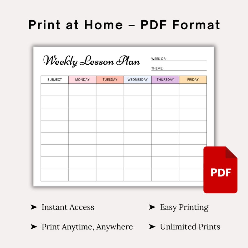 Weekly Lesson Plan Template: Printable Teacher Planner (PDF & Canva ...
