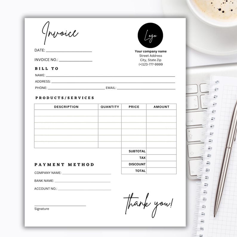 Editable Order Form Templates: Small Business Invoice, Canva (US Letter ...