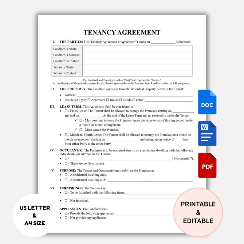 Simple Tenancy Agreement Template Printable | Rent a Room Tenancy ...