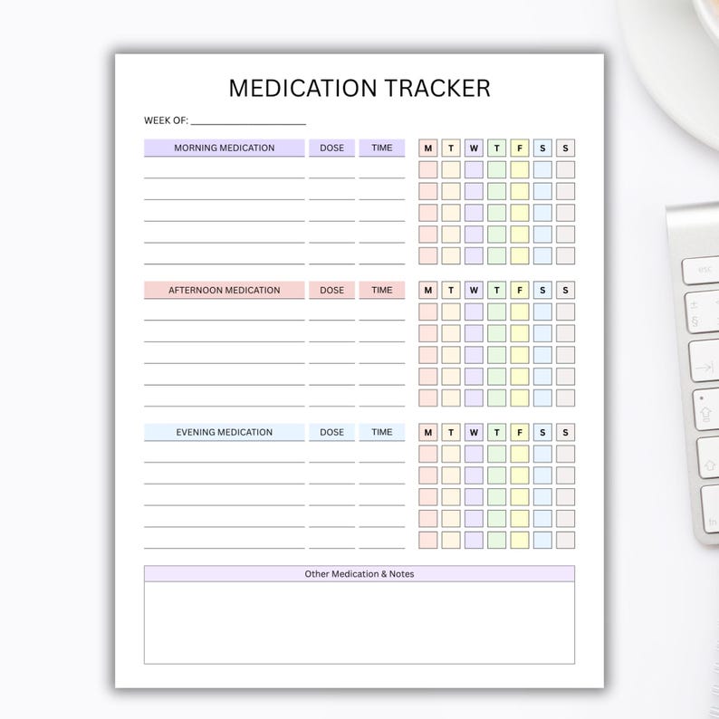 Weekly Medication Tracker | Daily Medication Log | Medicine Record ...