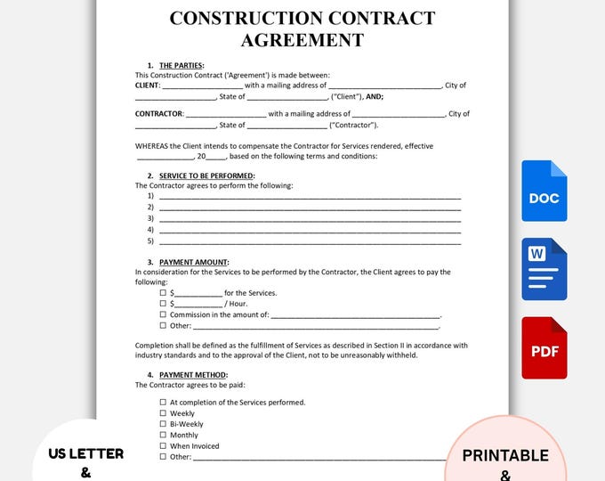 Construction Contract Agreement Templates. Construction Template ...