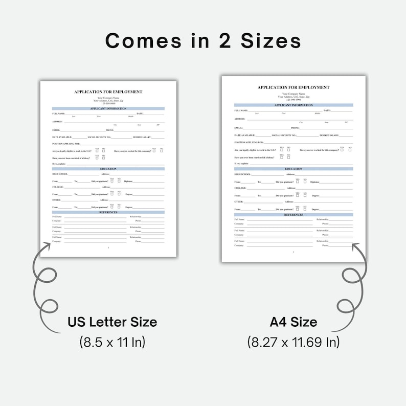 Editable Job Application Template: Microsoft Word, US Letter & A4 (digital Download) - Etsy